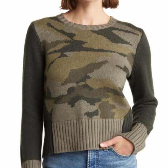 Splendid | Sweaters | New Splendid Camo Crew Neck Sweater Cashmere ...